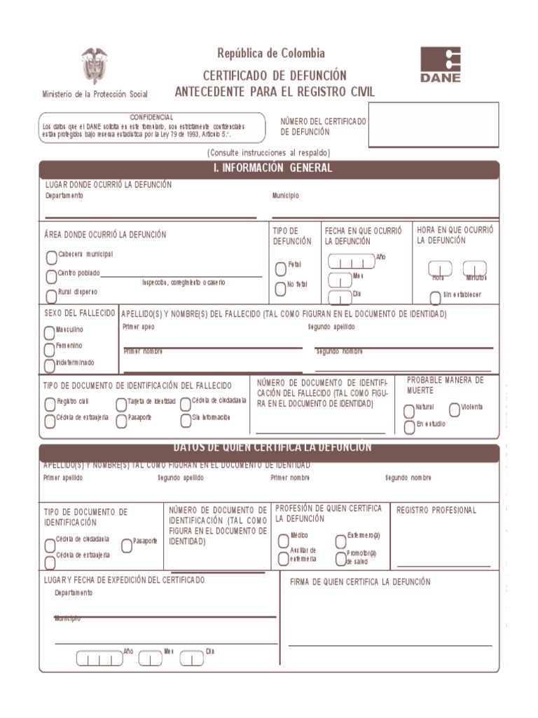 Certificado Defuncion | Descargar gratis PDF | Muerte | Medicina