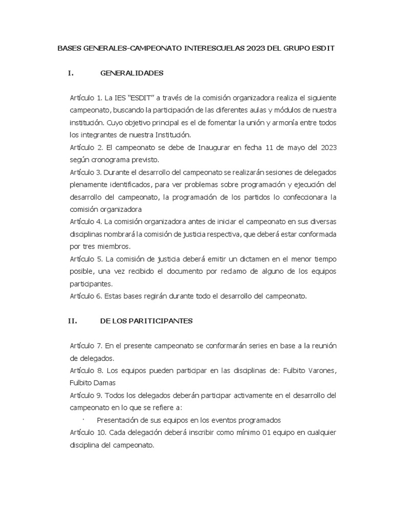 Bases Generales Olimpiadas 2023 | PDF