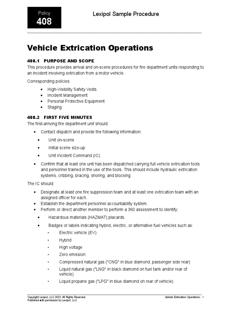 Vehicle Extrication Operations | PDF | Dangerous Goods | Vehicles