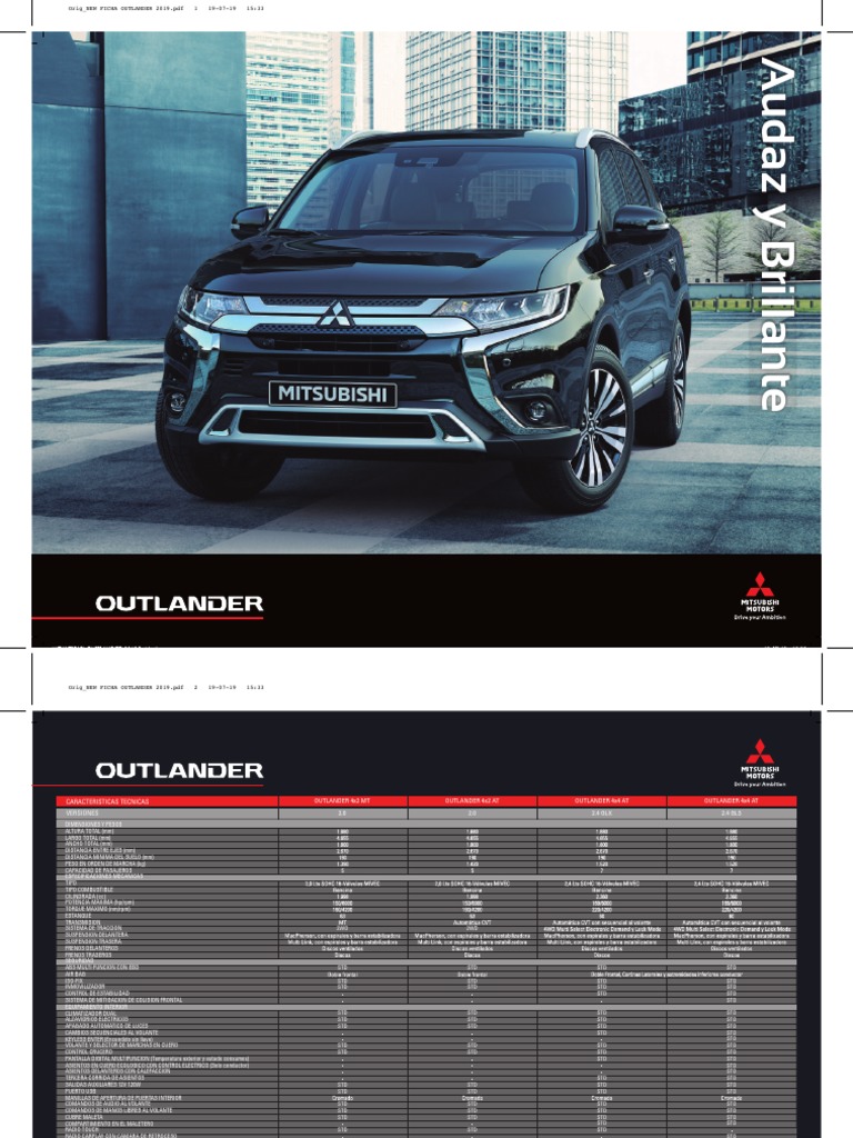 Orig - NEW FICHA OUTLANDER 2019 | PDF | Tracción en las cuatro ruedas | Transporte