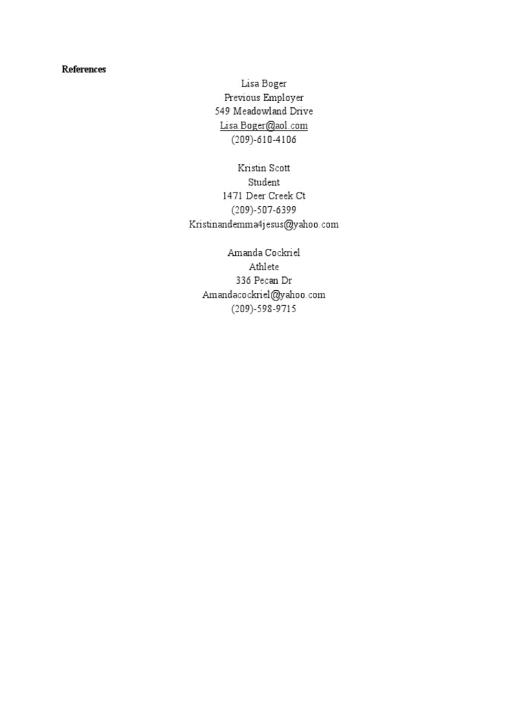 Contact Information for Lisa Boger | PDF