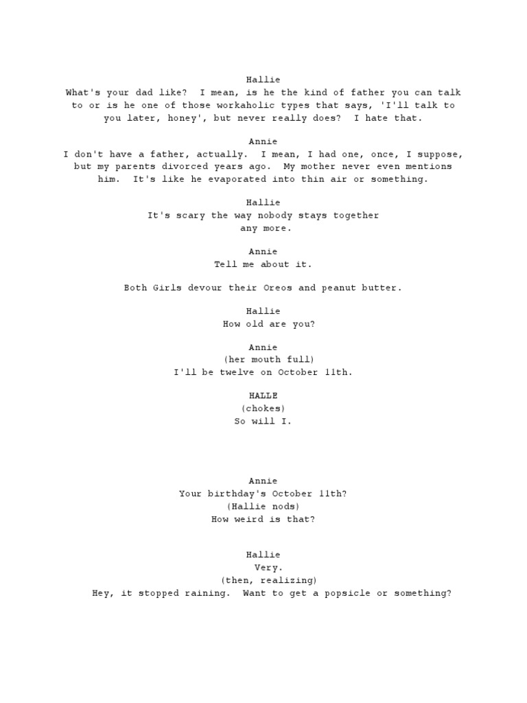 The Parent Trap Script | PDF