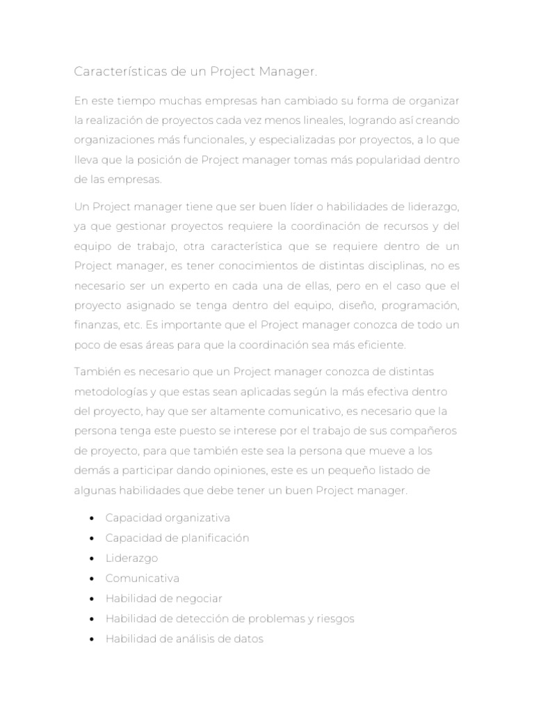 Características de Un Project Manager | PDF