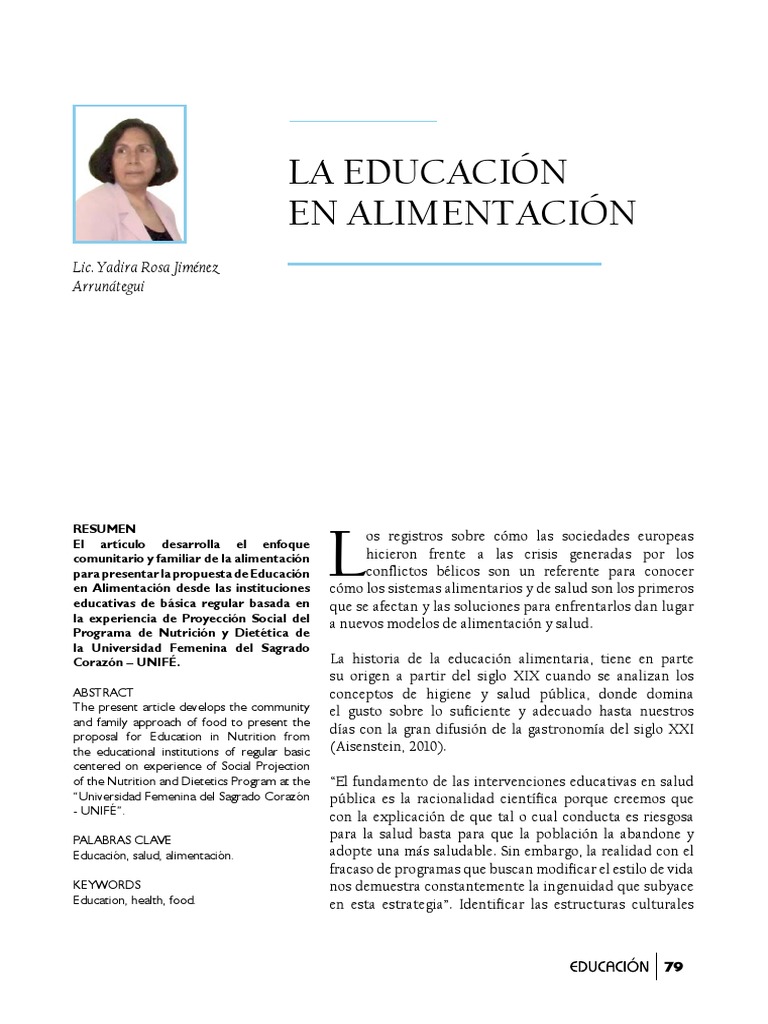 La Educación en Alimentación: Lic. Yadira Rosa Jiménez Arrunátegui ...