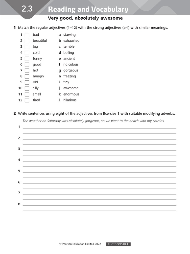 Adjective Matching for ESL Students | PDF | Teaching Methods & Materials