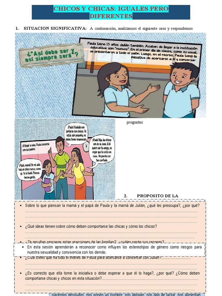 1 Ficha de Apren... DPCC 2° Grado Iv Unidad | PDF | Sexualidad | Género