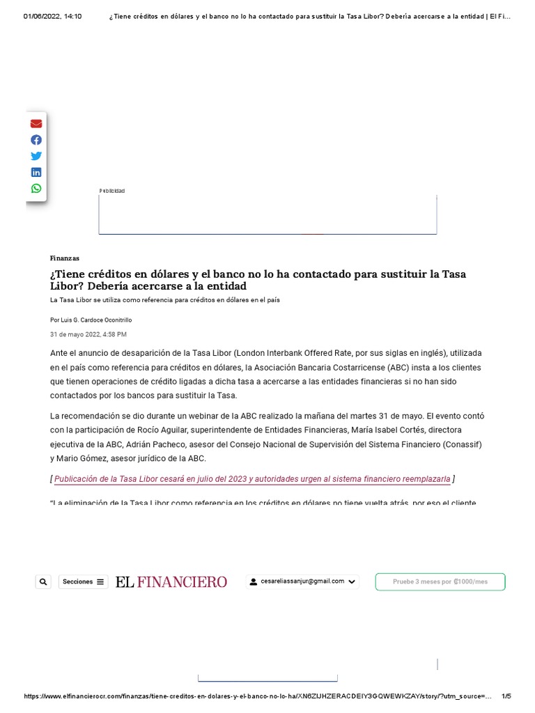 Créditos en Dólares y El Banco No Lo Ha Contactado para Sustituir La ...