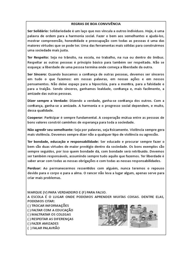 Regras De Boa Convivência Pdf