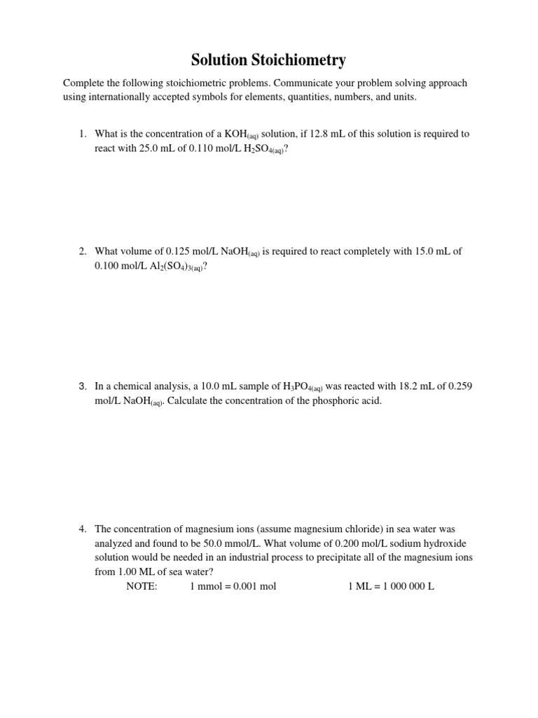 04-Worksheet 2 SolutionStoich | PDF