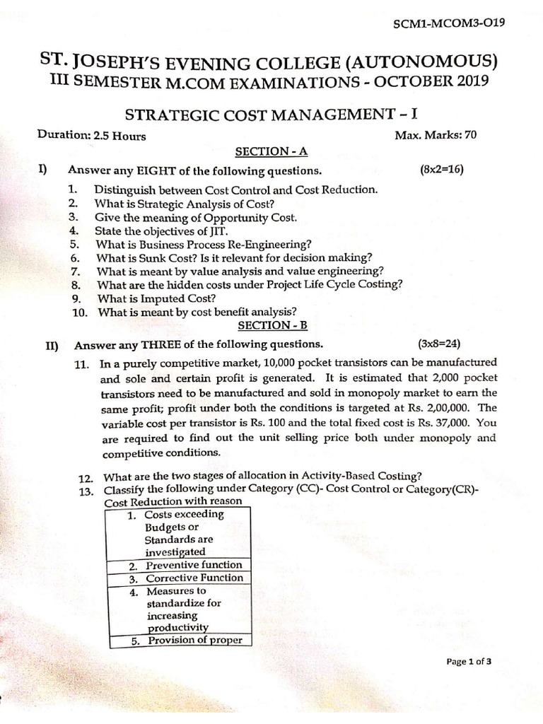 3rd Sem MCOM OCT-19 | PDF