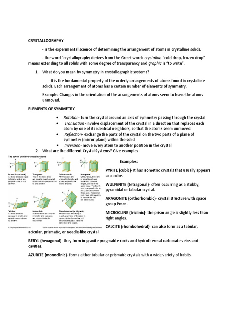 Symmetry Elements in Crystallography | PDF | Crystal | Crystal Structure