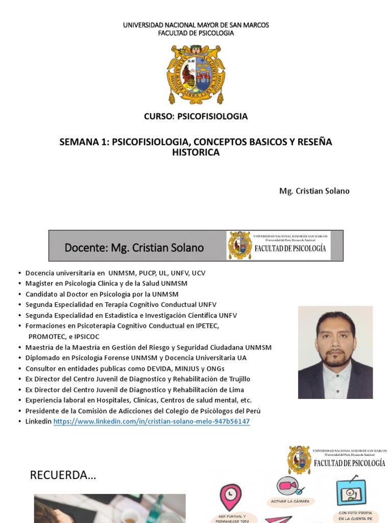 Semana 1 Generalidades de La Psicofisiologia | PDF | Sicología | Cerebro