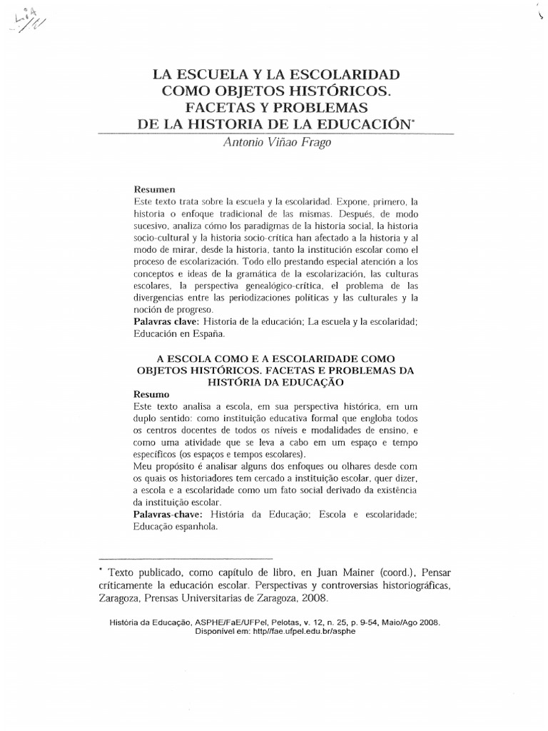ViñaoFrago Escuela Escolaridad Objeto Hist | PDF