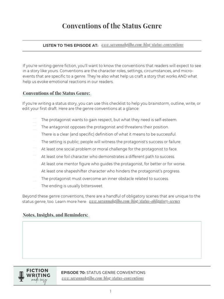 31 Status Genre Cheat Sheet | PDF