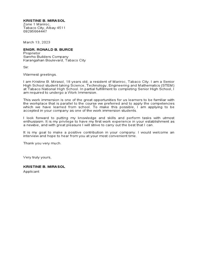 applicationletter sample | PDF