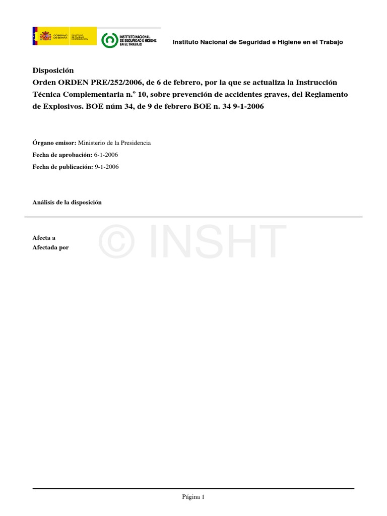 Orden-Pre-252-2006 Modifica ITC APQ 10 | PDF Orden-Pre-252-2006 Modifica ITC APQ 10 | PDF