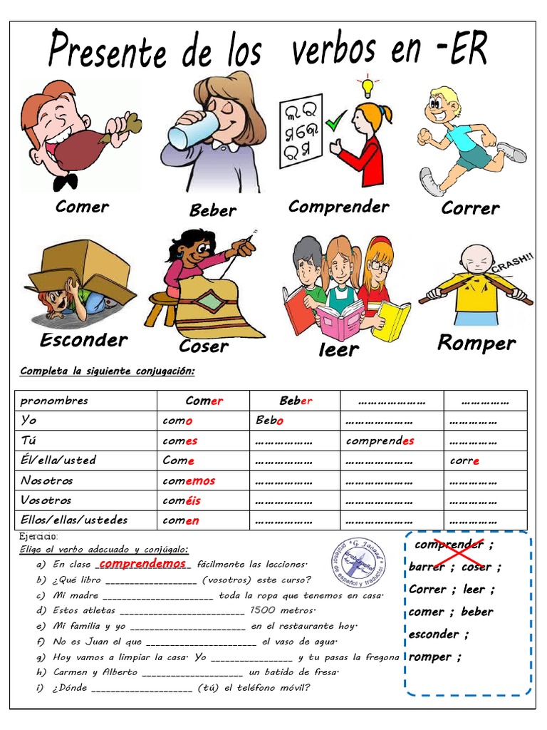 Los Verbos de Segunda Conjugacion Actividades y Juegos Ejercicios de ...