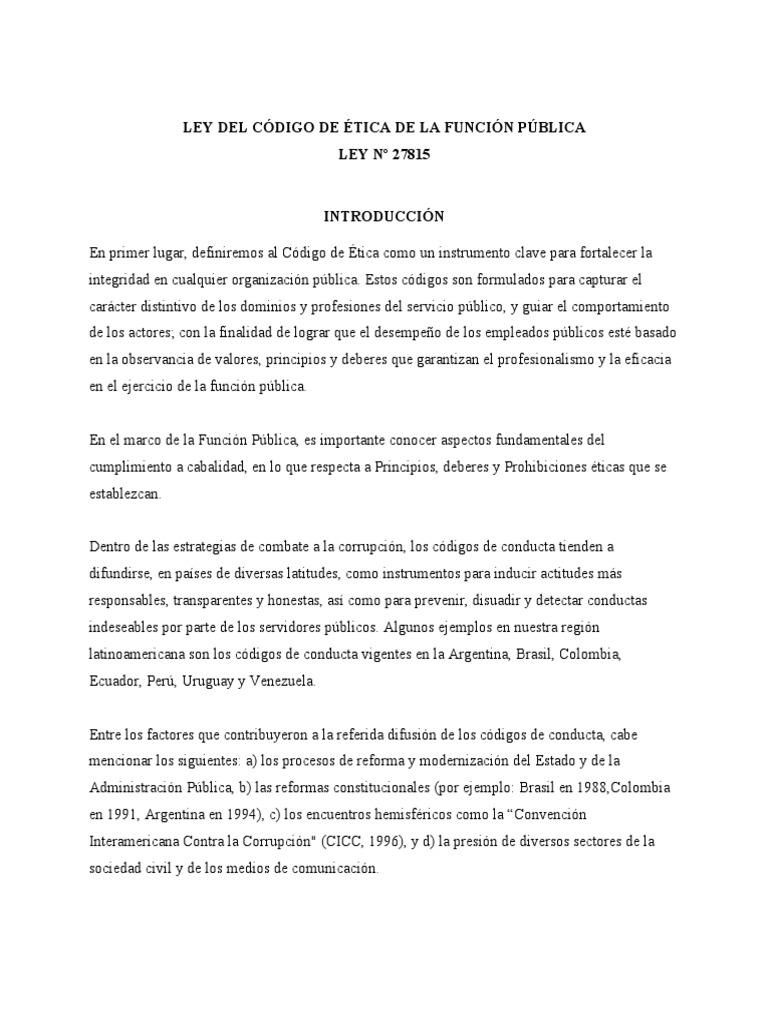 Etica En La Funcion Publica Pdf Administración Pública Estado