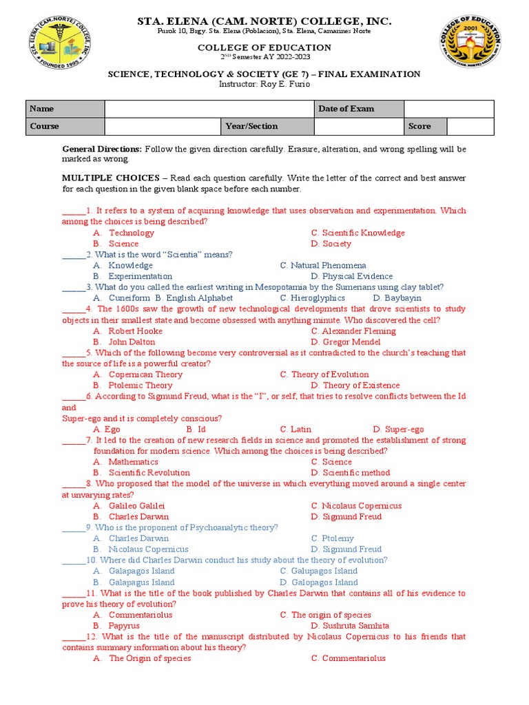 Science Technology and Society Final Examination | PDF | Climate Change ...
