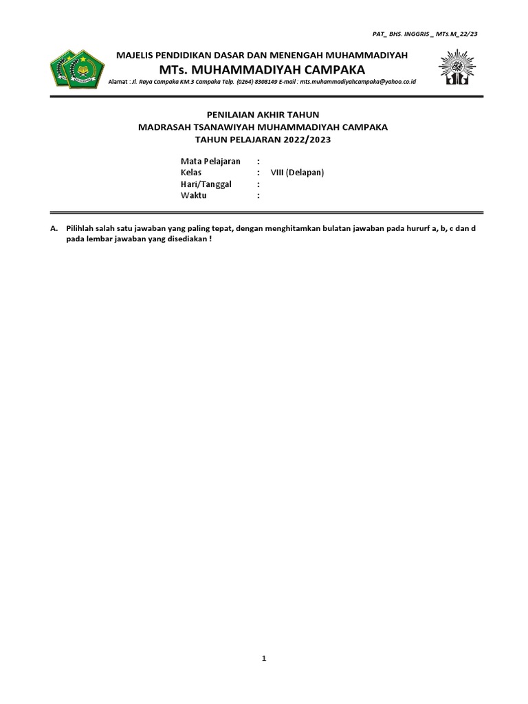 Kop Surat Soal | PDF