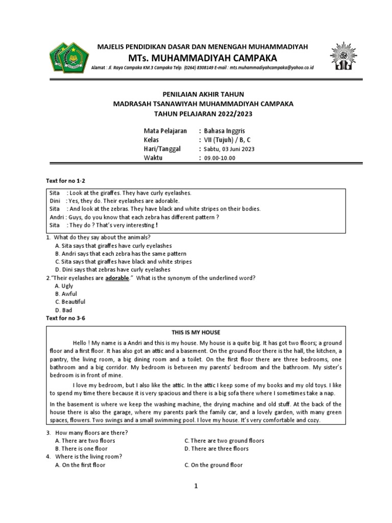 BHS Inggris Kelas 7, B, C | PDF