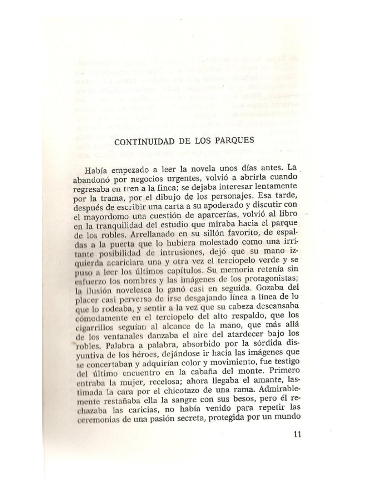 Julio Cortázar, Continuidad de Los Parques. | PDF