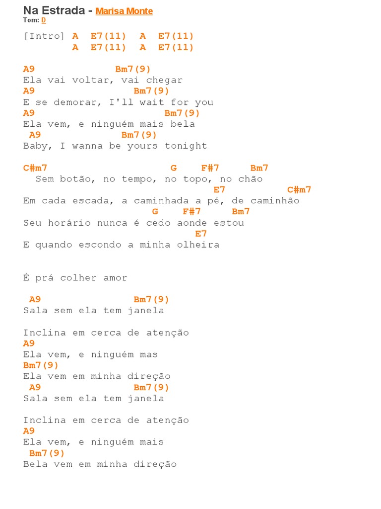 Letra de "Na Estrada" - Marisa Monte | PDF