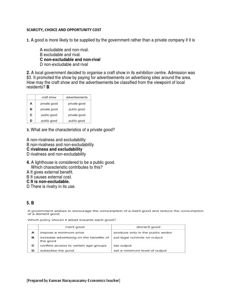 Economics: Scarcity and Opportunity Cost | PDF | Economics | Goods