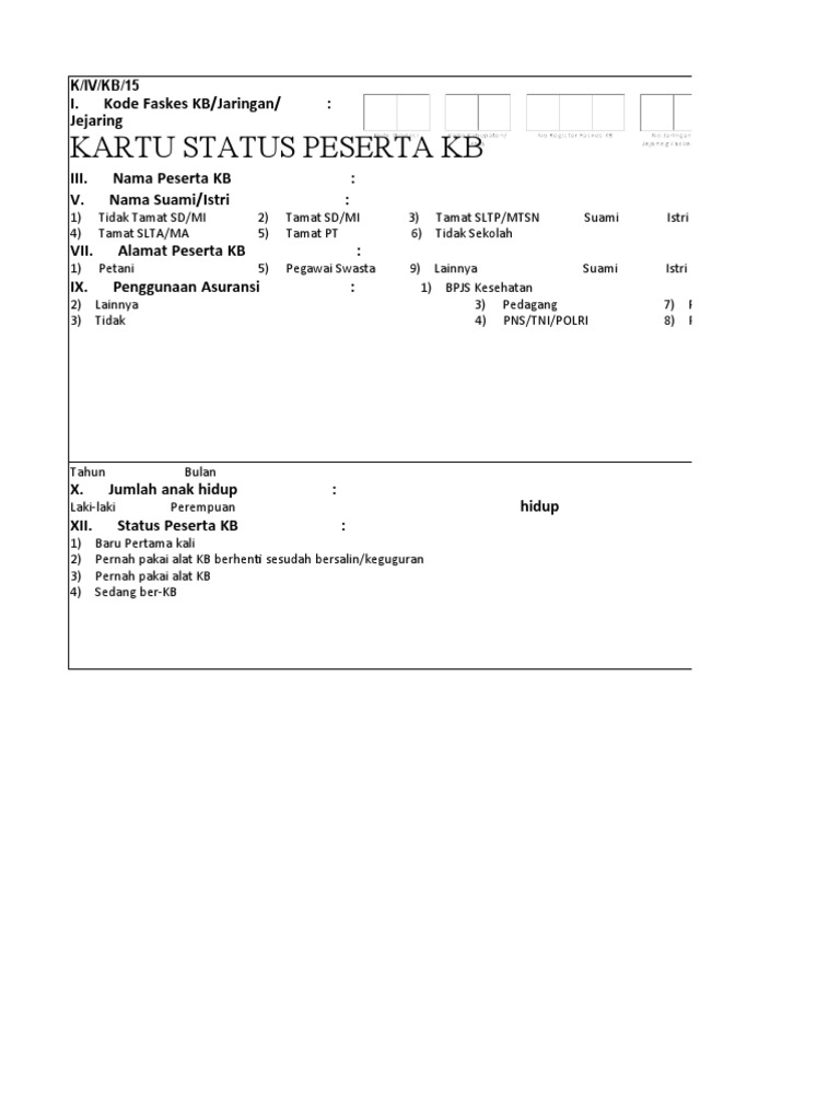Formulir K IV KB 15 | PDF
