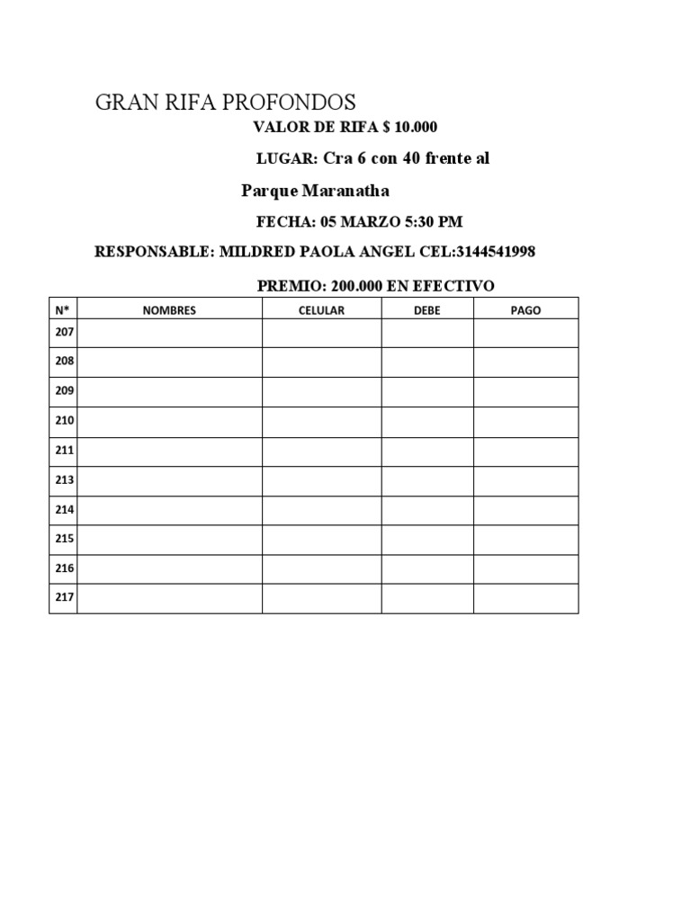 Gran Rifa Profondos: Cra 6 Con 40 Frente Al Parque Maranatha | PDF