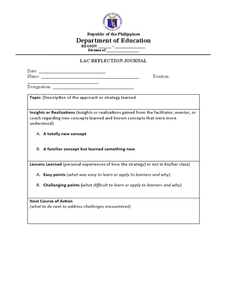 Reflection Journal Sample | PDF