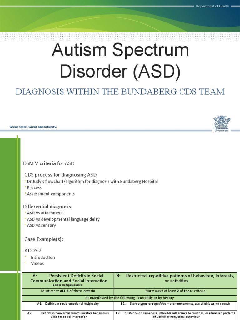 Autism Spectrum Disorder (ASD) - CDS Presentation | PDF | Autism ...