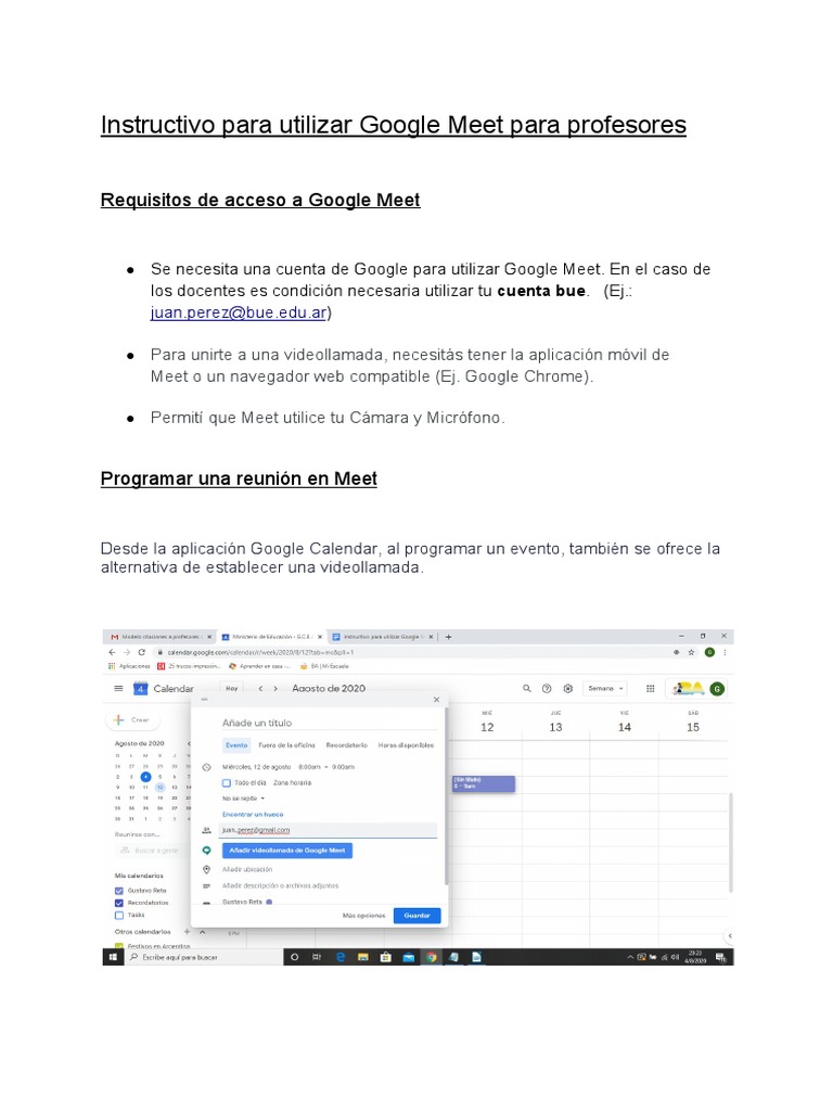 Instructivo para Utilizar Google Meet para Profesores | PDF | Informática | Software