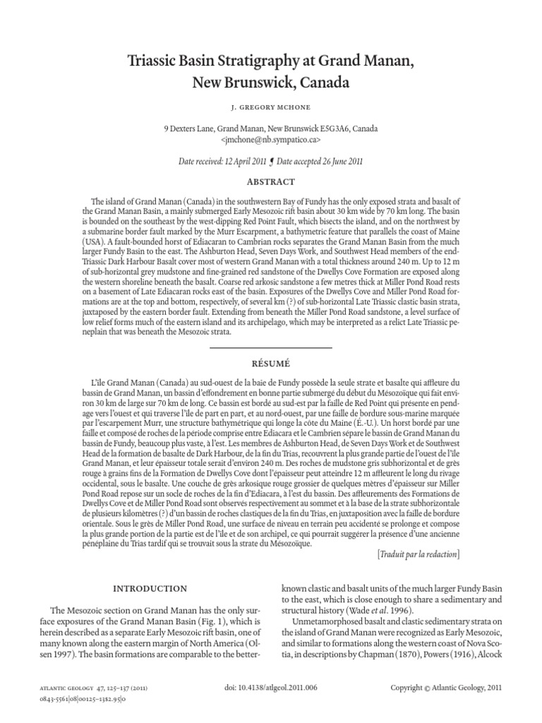 Triassic Basin Stratigraphy at Grand Manan, New Brunswick, Canada | PDF | Geological Formation ...