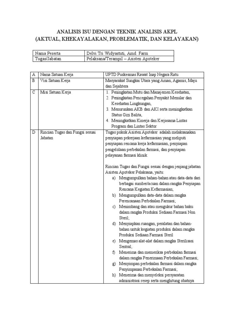 Analisis Isu Dengan Teknik Analisis Akpl | PDF | Kesehatan Holistik
