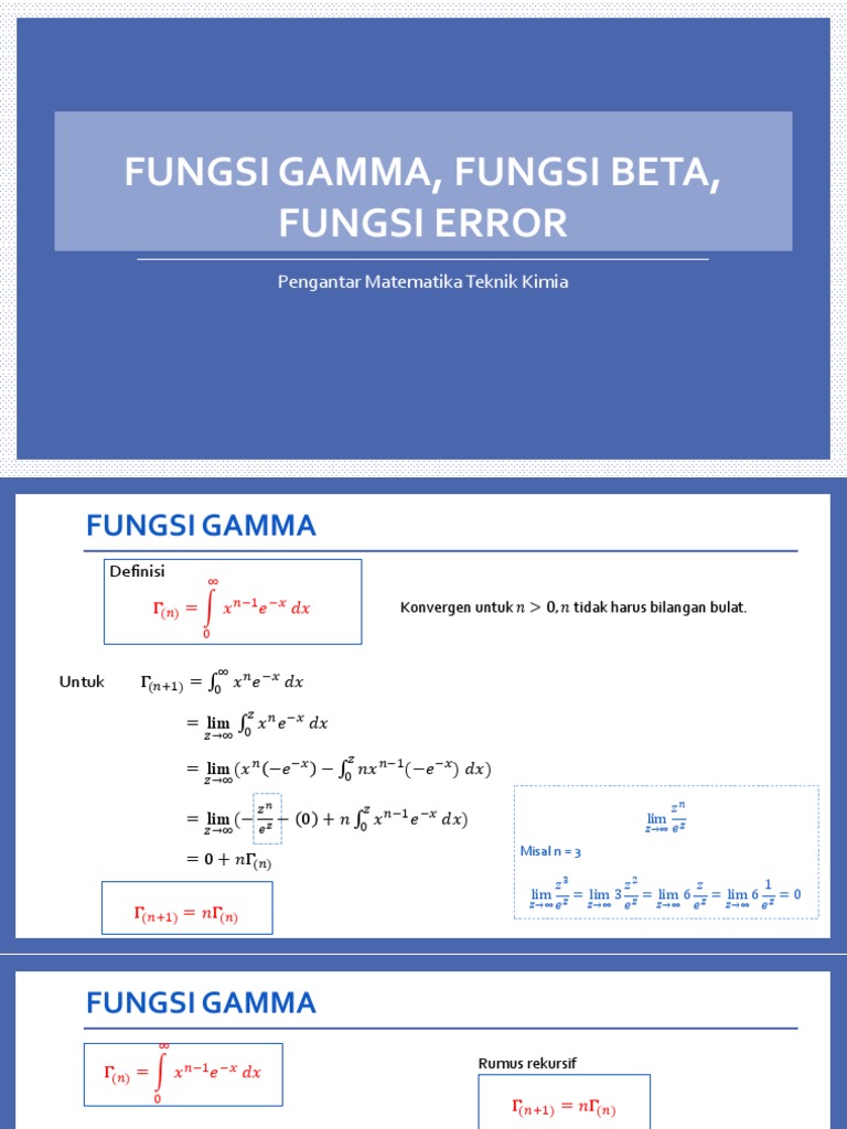 Fungsi Gamma, Beta, Error | PDF