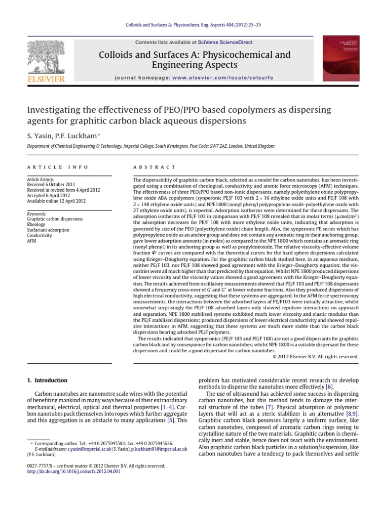 Agentes Dispersante para Negro de Humo | PDF | Adsorption | Atomic ...