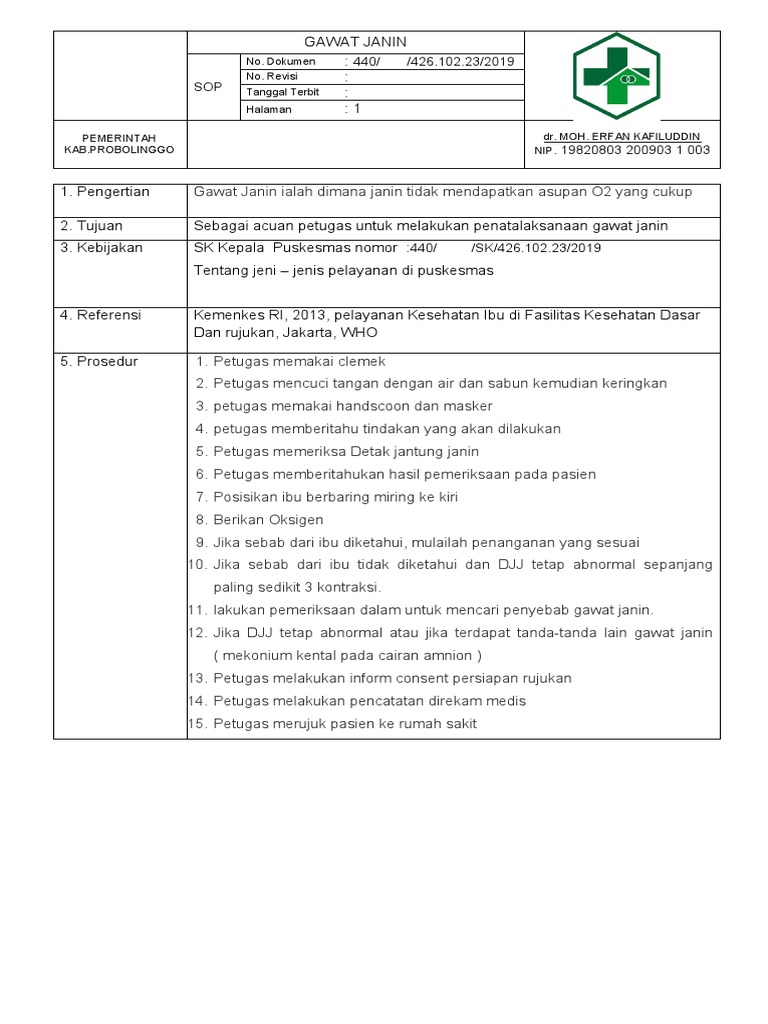 Sop Gawat Janin | PDF