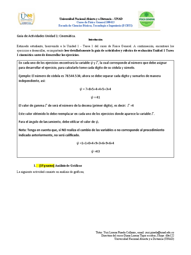Anexo 1-Tarea 1 Cinematica (1) | PDF | Velocidad | Aceleración