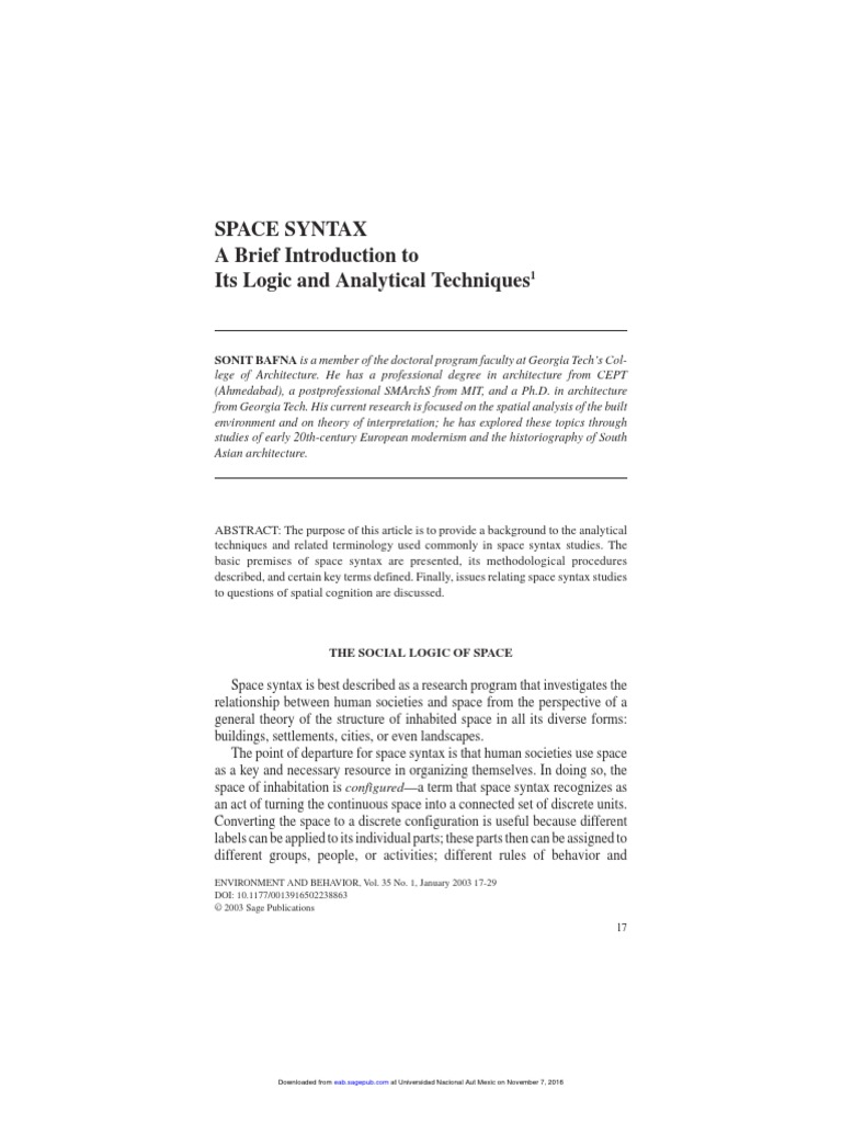 Space Syntax - A Brief Introduction To Its Logic and Analytical ...