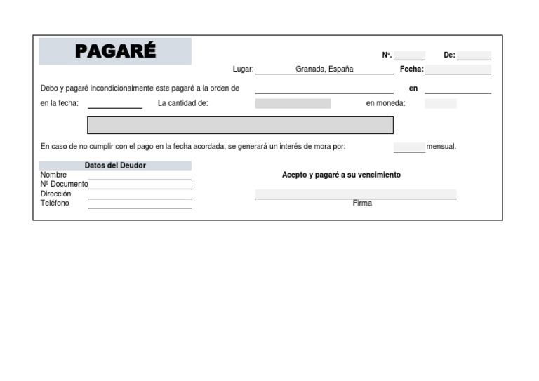 Modelo de Pagaré para Imprimir | PDF