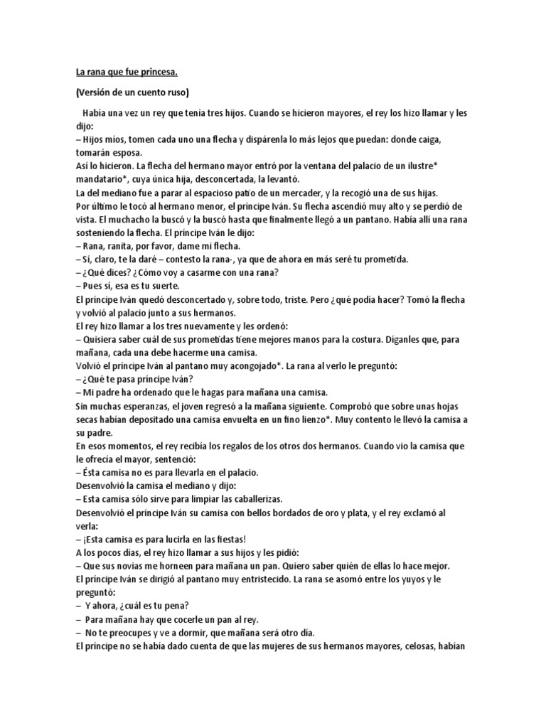 La Rana Que Fue Princesa - Cuento Maravilloso | PDF