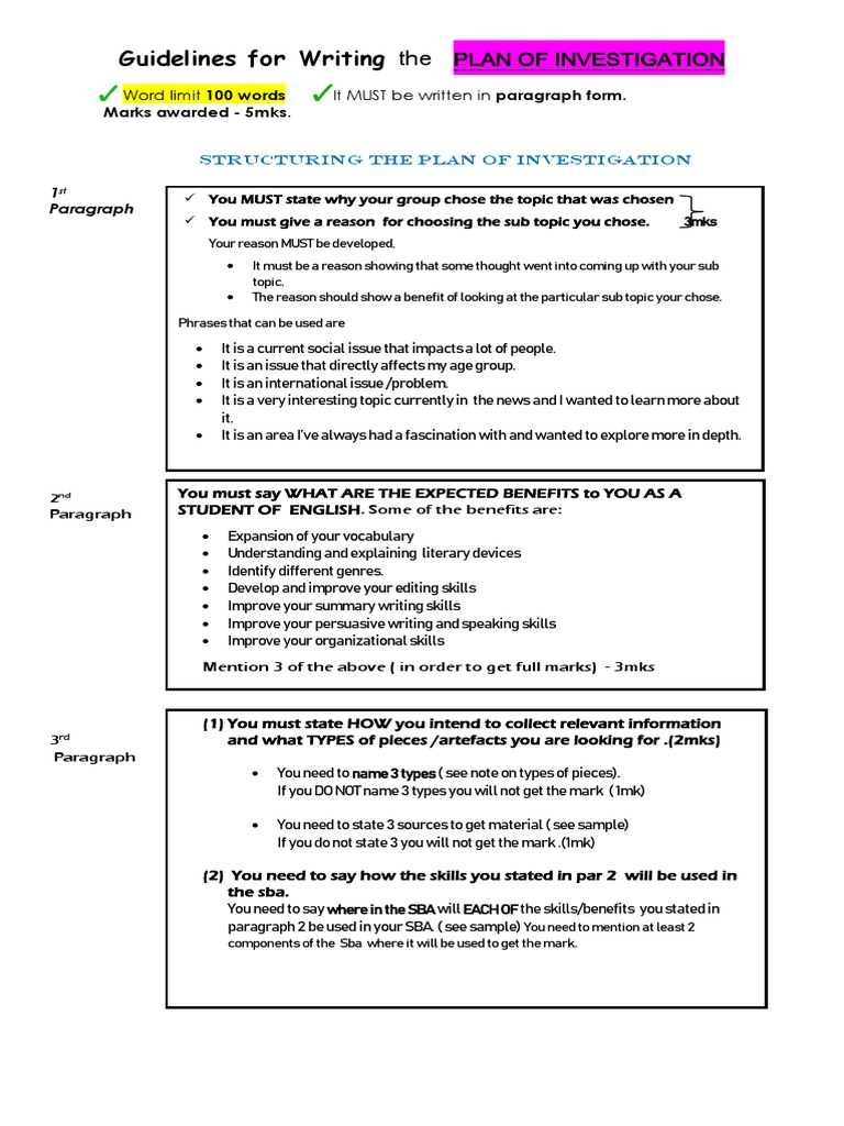 Writing Your Plan of Investigation | PDF | Reason | Behavior Modification
