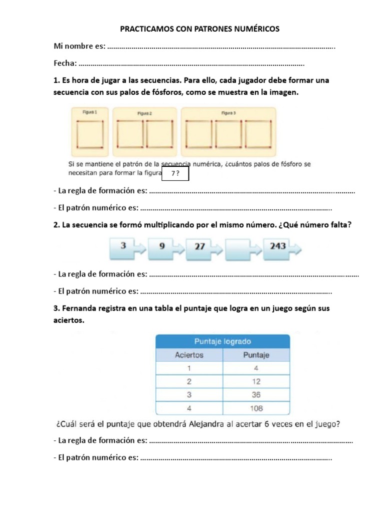 Practicamos Con Patrones Numéricos | PDF