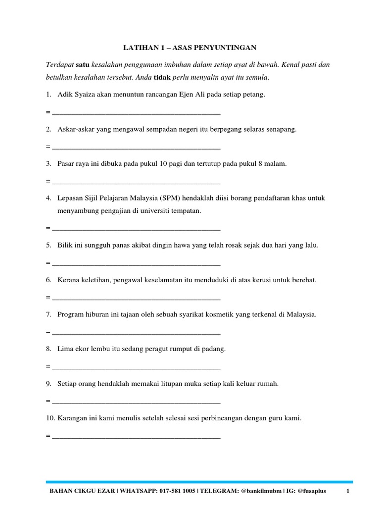 Latihan 1 - Penyuntingan | PDF