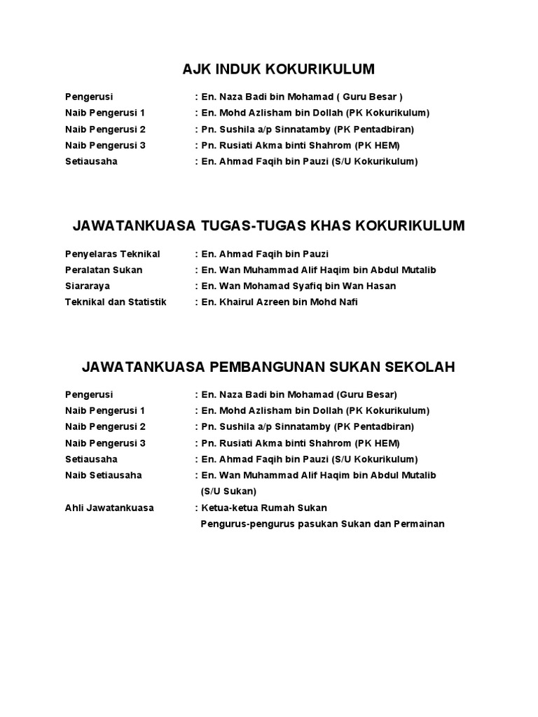 Ajk Induk Kokurikulum | PDF