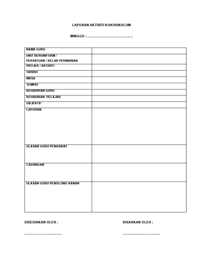 LAPORAN AKTIVITI KOKURIKULUM | PDF