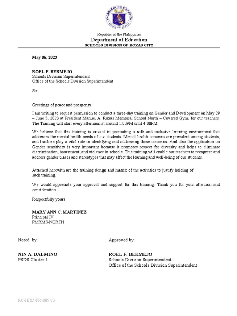 GAD Training Proposal for Teachers | PDF