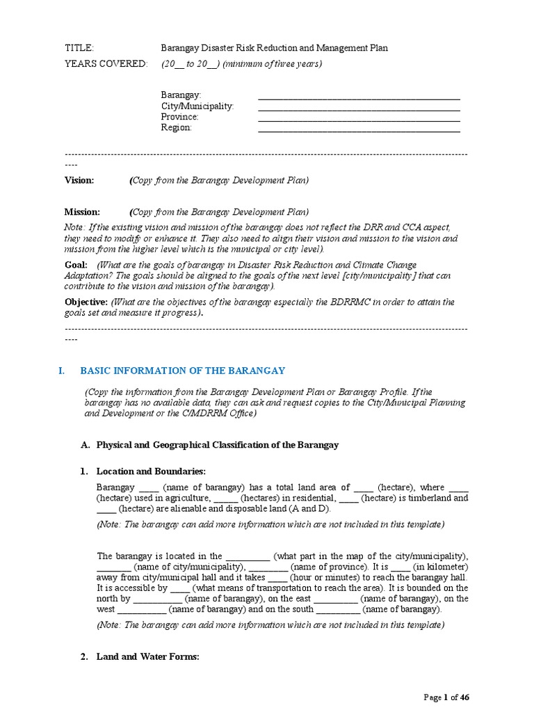 BDRRM Plan Template English | PDF | Emergency Evacuation | Hazards