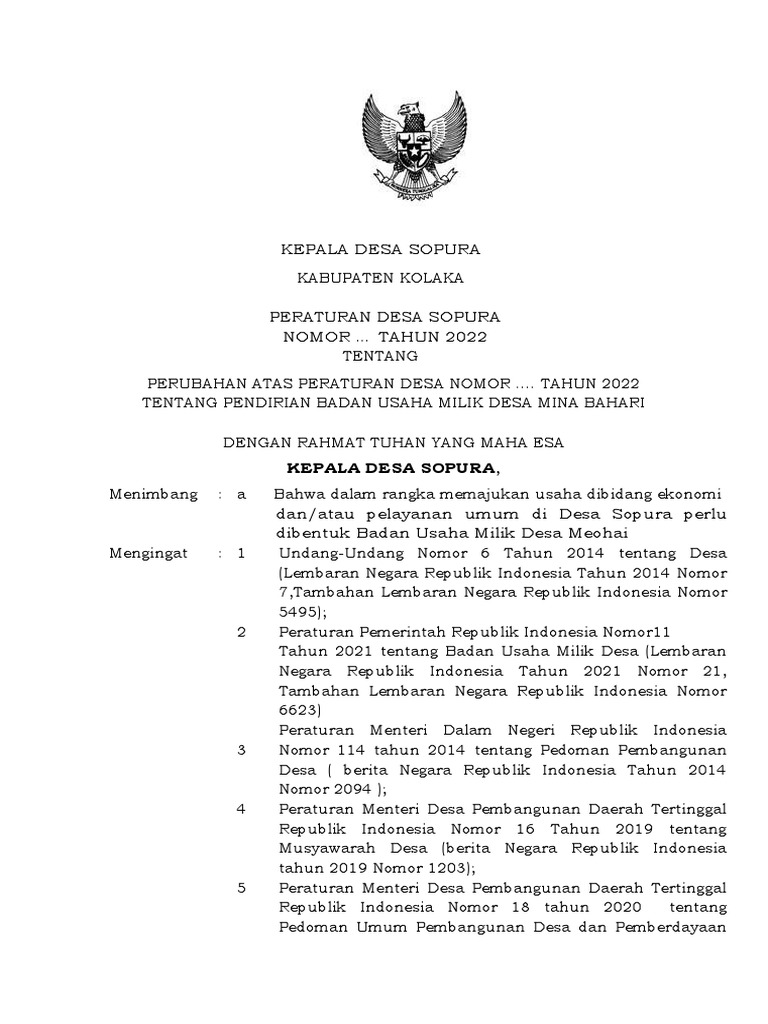 PERDES Bumdesa | PDF